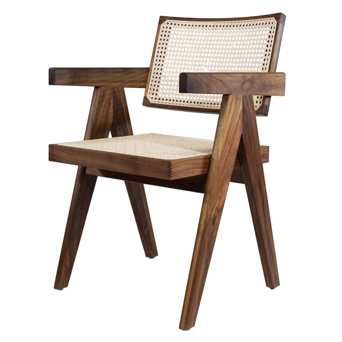 Stuhl Mid-Century Common Schwarz Rattan | Jeanneret Chair