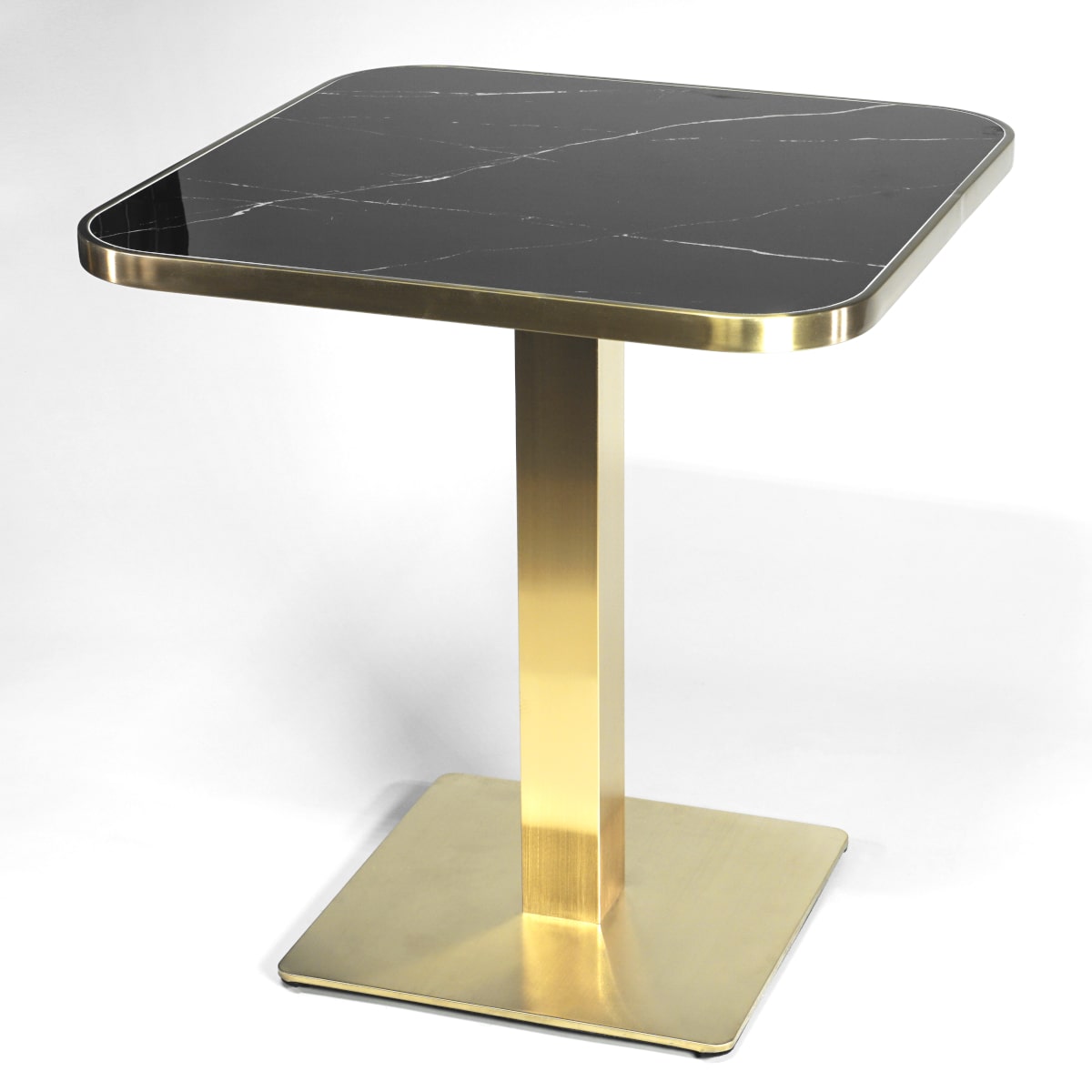 Esstisch Bistro-Stil | Schwarzer Marmor-Keramik & Messing